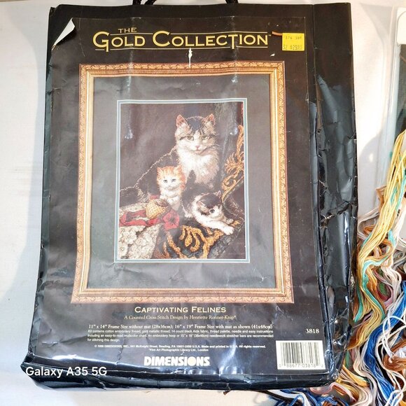 Dimensions | Art | Captivating Felines Gold Collection Dimensions Cross ...